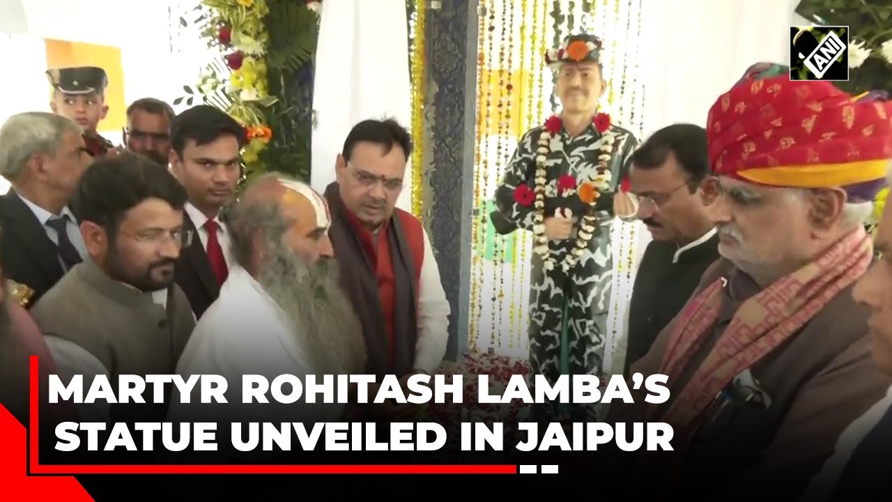 Rajasthan CM Bhajanlal Sharma unveils statue of martyr Rohitash Lamba in Jaipur - YouTube