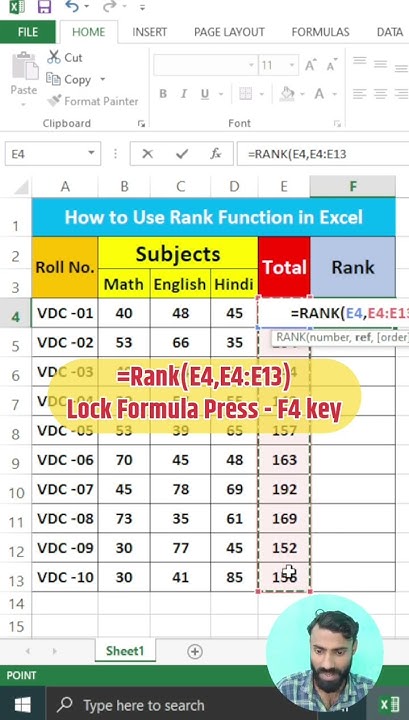 How to use Rank function in Excel #excel #shorts #exceltips - YouTube