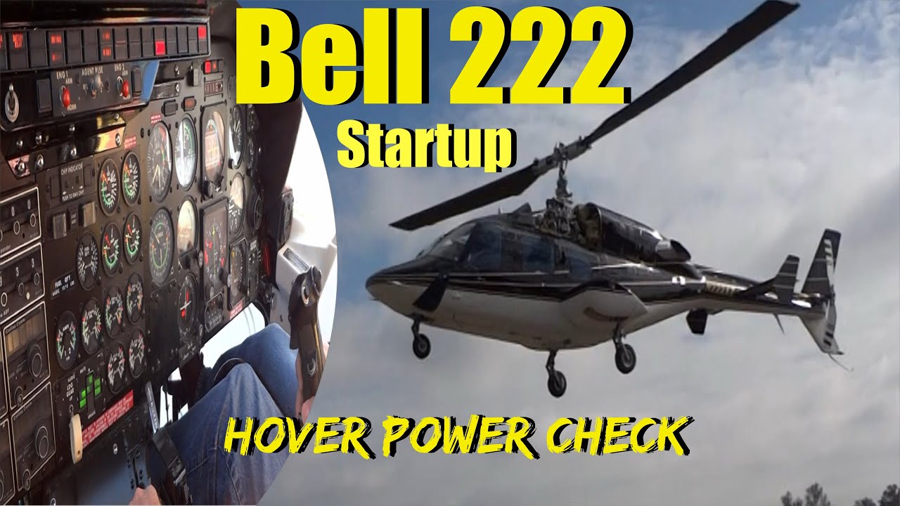 Bell 222 Helicopter Startup Taxi and Hover - YouTube
