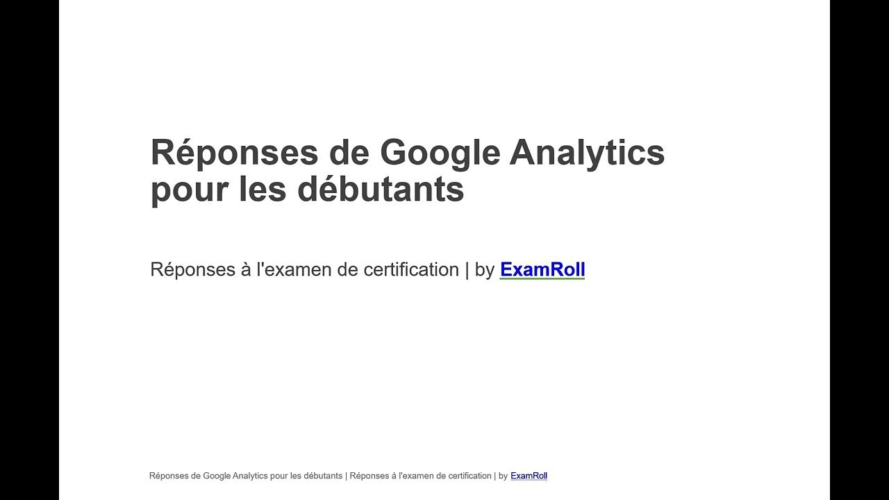 Réponses de Google Analytics pour les débutants | Réponses à l'examen ...