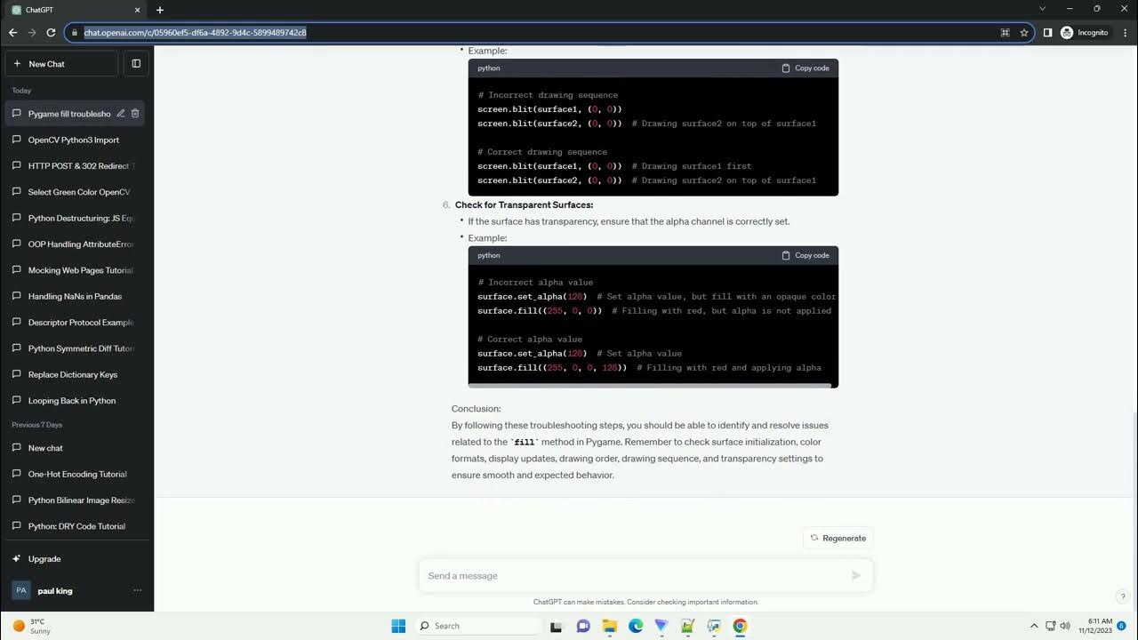 fill method not working in python with pygame module - YouTube