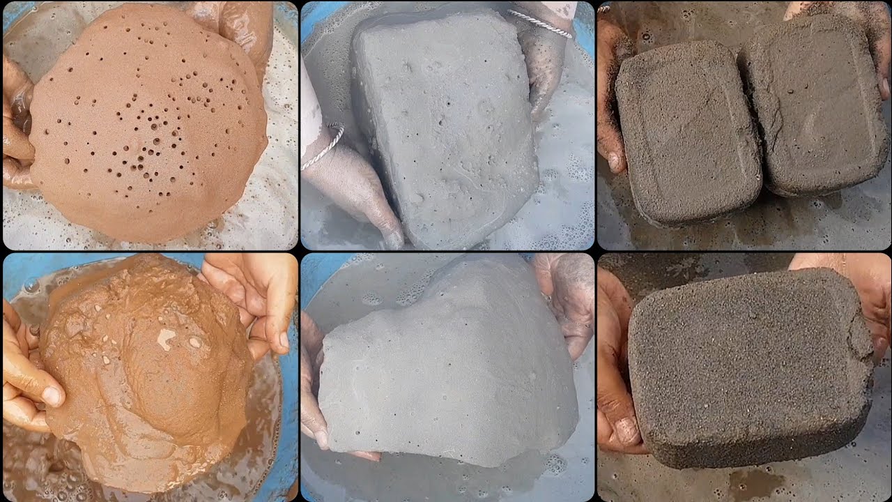 asmr/3💞textures/powdery red dirt/pure cement/pure sand/crumbling ...