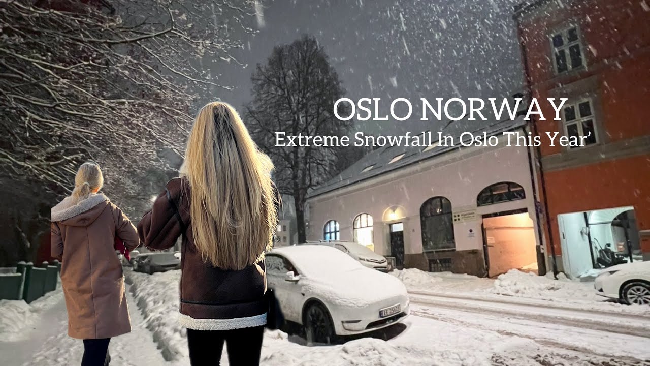 OSLO NORWAY, Extreme snowfall in Oslo🇳🇴 Virtual Walking Tour`4K/60ftp ...