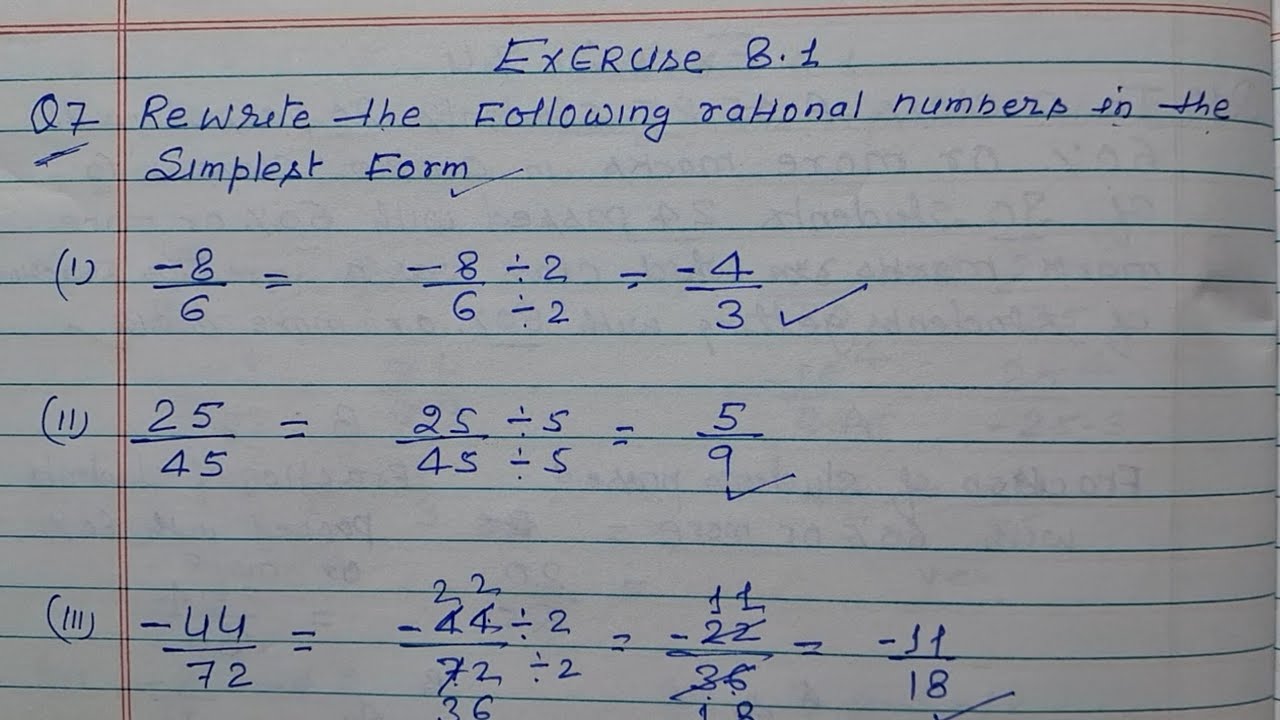 Class 7 - Exercise 8.1 - Q 7 | Rewrite the following rational numbers ...