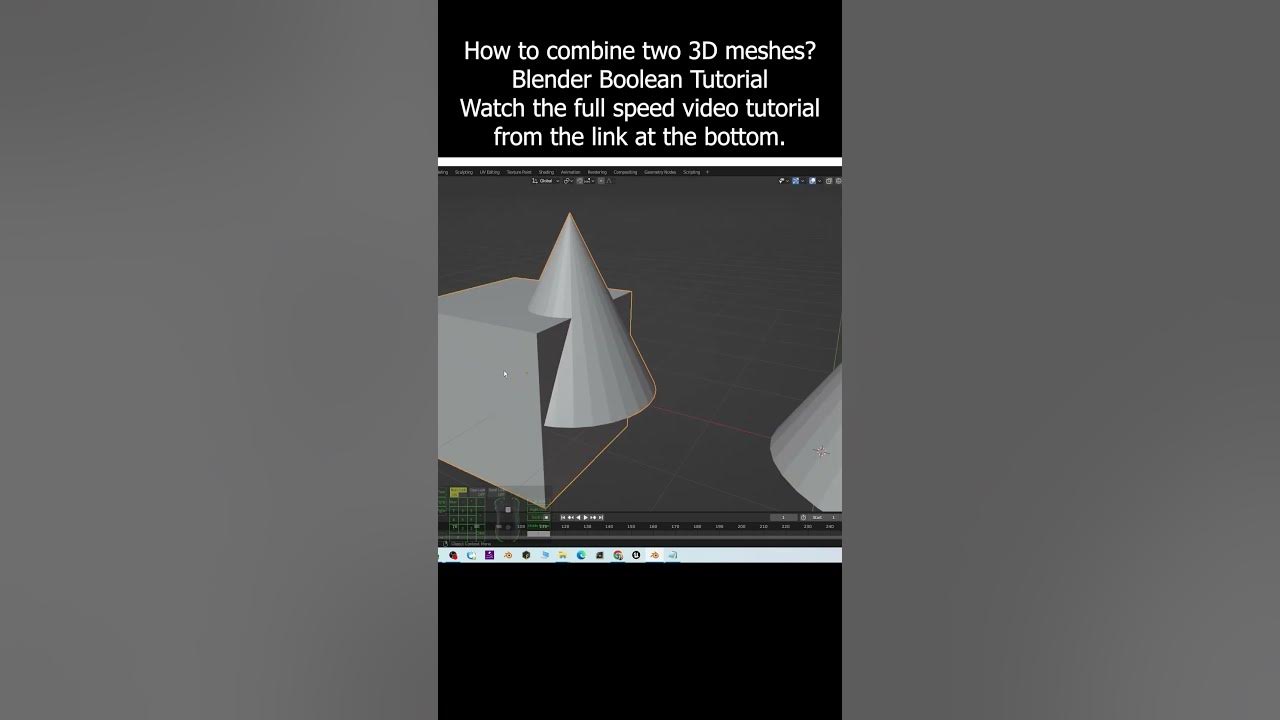 How to combine two 3D meshes? Blender Boolean Tutorial #blender #tutorial #combine #3dmodeling ...