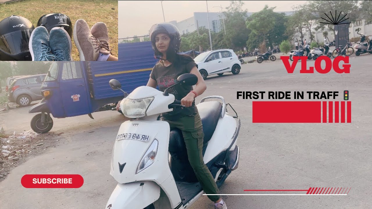 First time riding a scooty in a traffic 🚦|| Beginner’s Experience ...