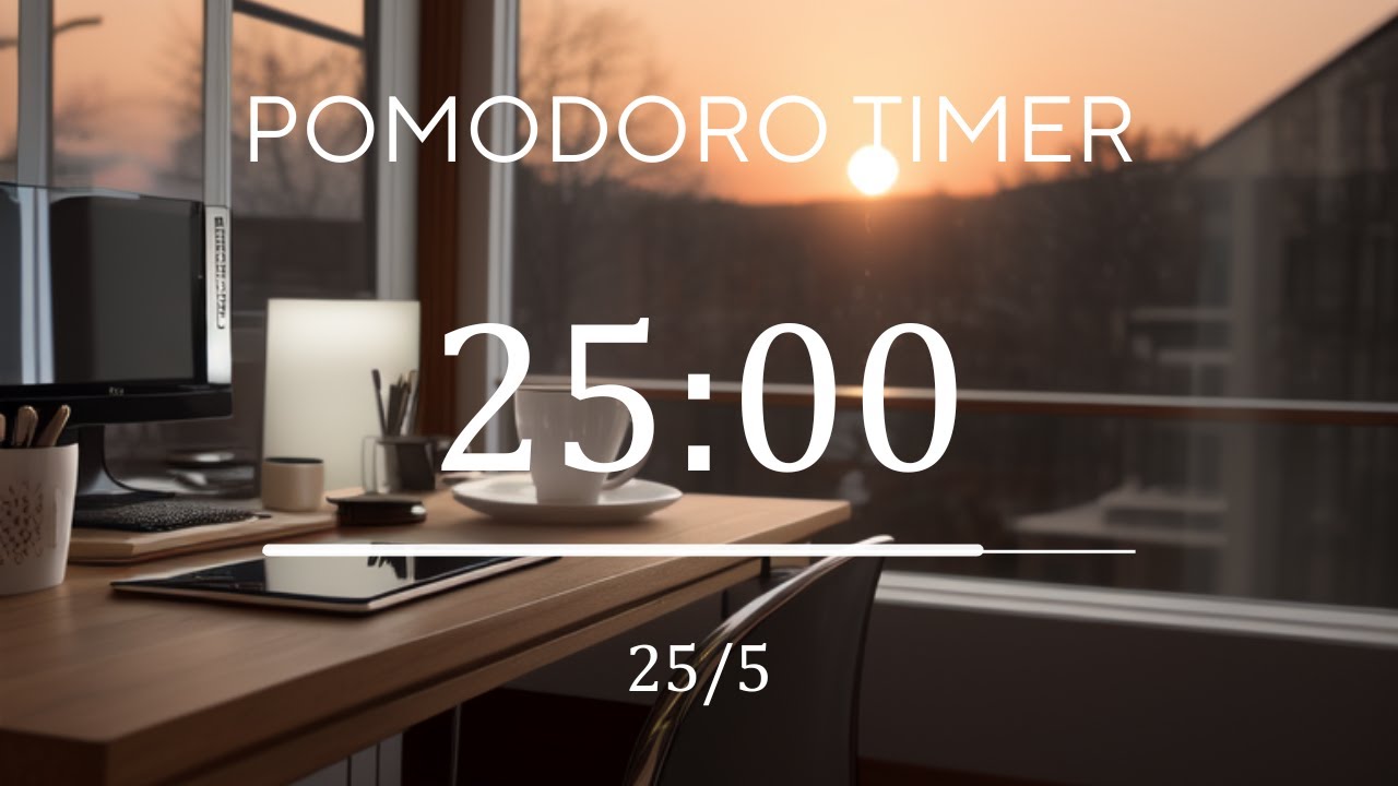 25/5 Pomodoro Timer 🌄 Sunset with Calming Piano for Relaxing, Studying ...