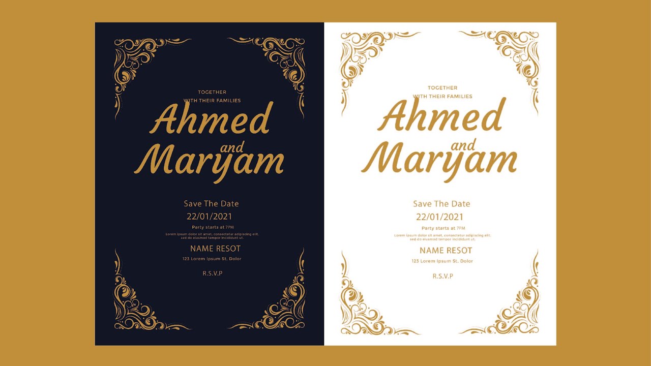 Wedding Invitation Card design in Illustrator - YouTube