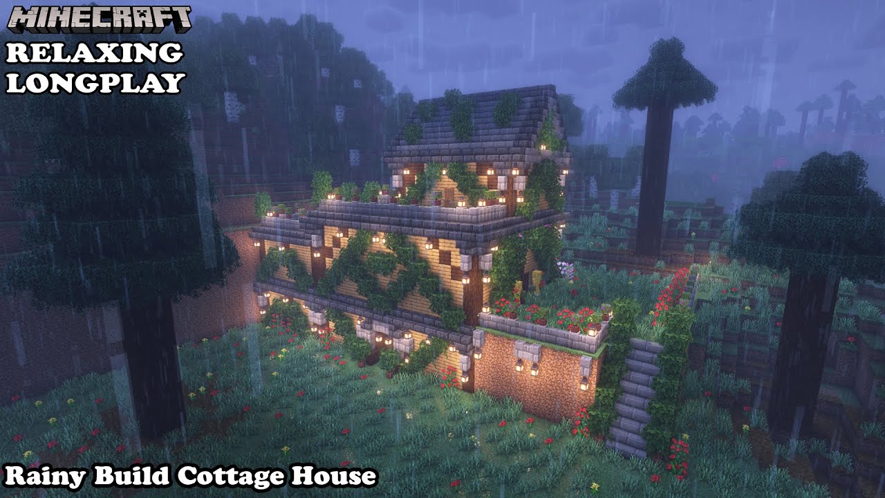 Minecraft Relaxing Longplay - Rainy Build House - Cozy Cottage House ...