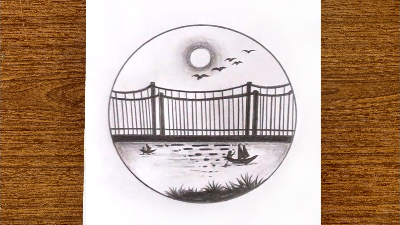 Pencil drawing in circle || Circle drawing easy || Pencil drawing in a ...