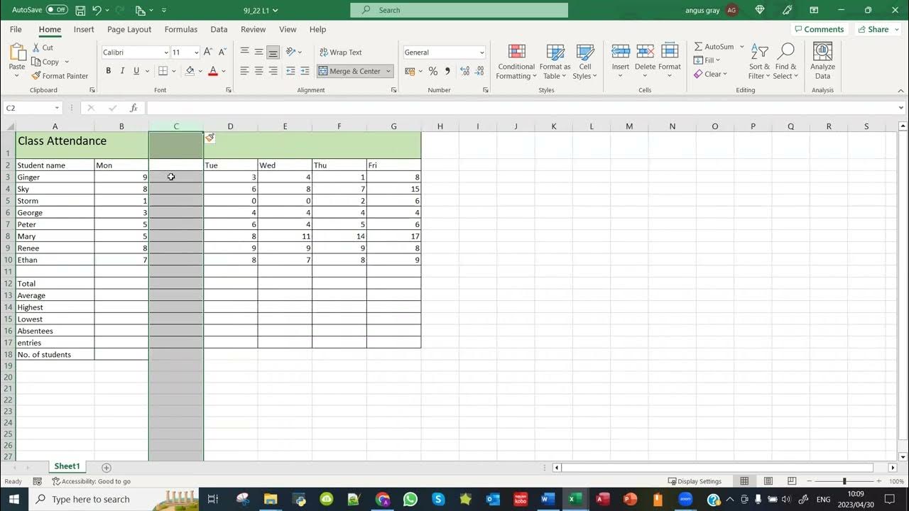 Spreadsheets – formatting rows and columns - YouTube