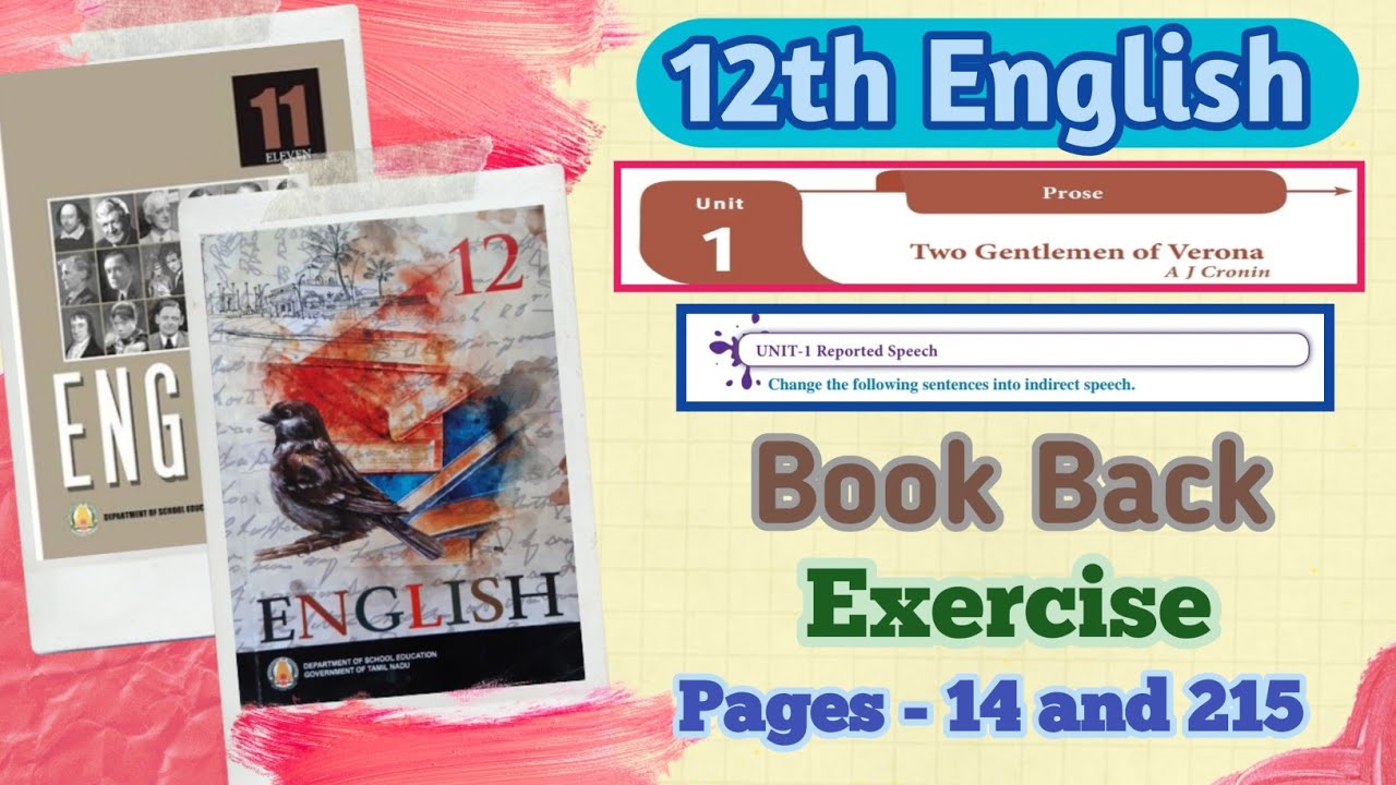 12th English Unit -1 || Book Back Grammar Exercise || Direct and ...