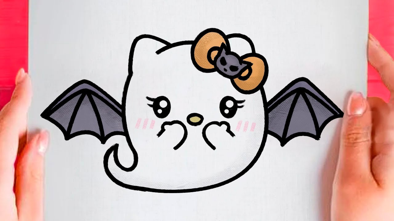 How to draw Hello Kitty Halloween Ghost - Sanrio - YouTube