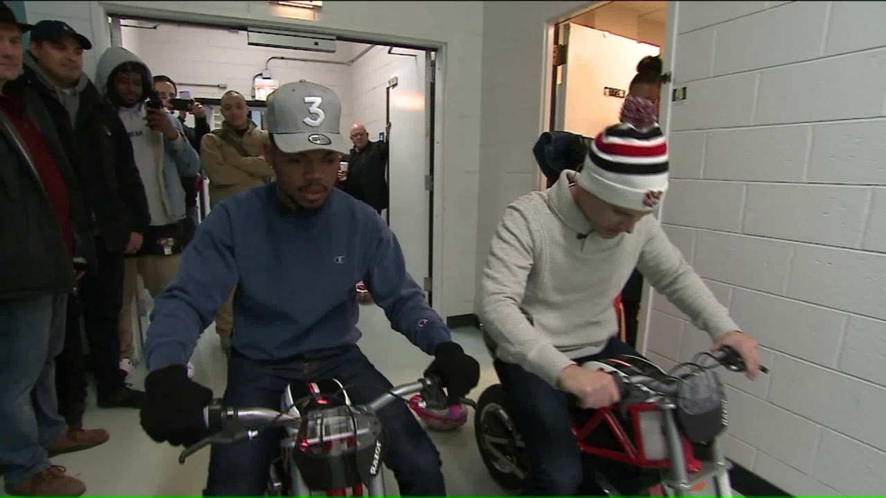 Chance the Rapper vs. Pat Tomasulo mini motorcycle race - YouTube
