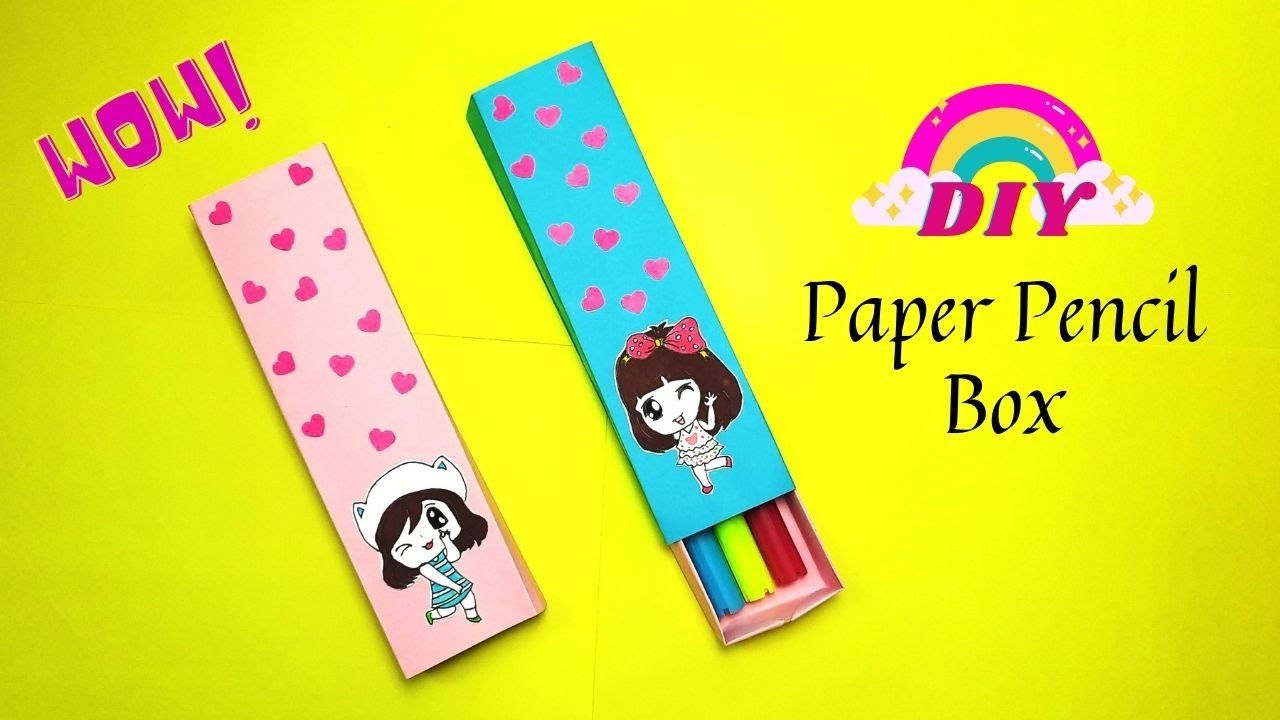 How to make a paper pencil box | DIY paper pencil box idea | Easy ...