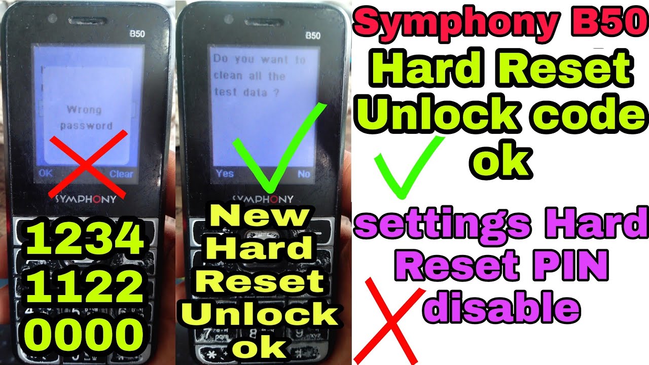 Symphony B50 settings Hard Reset wrong Password New Hard Reset Unlock ...