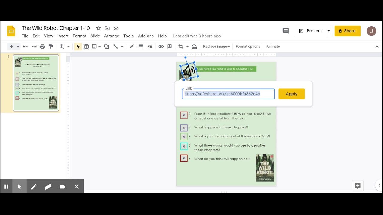 The Wild Robot Chapter 1-10 - Google Slides - YouTube