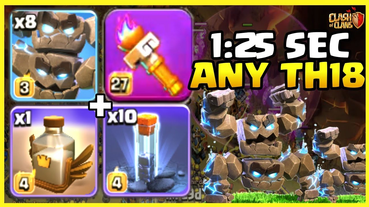 Meteor Golem + Heroic Torch Spam Attack 🔥 Best TH18 Attack Strategy 🔥 ...