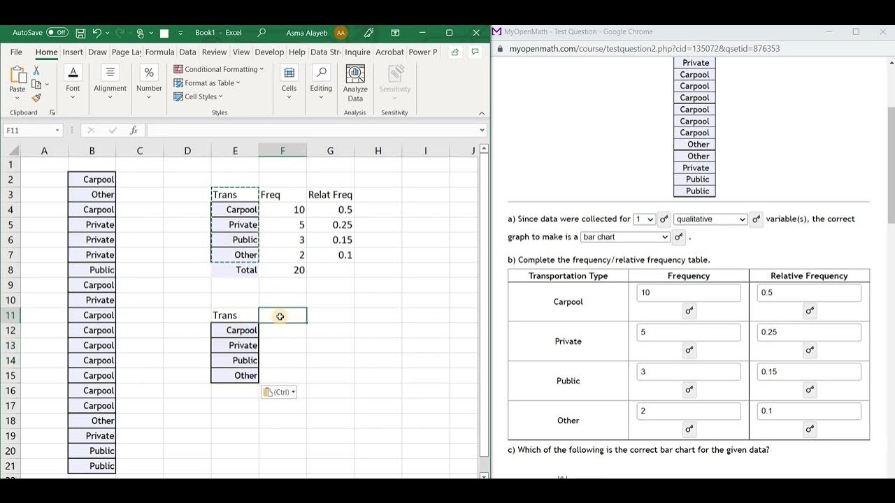 Organizing Qualitative Categorical Data Using Excel - YouTube