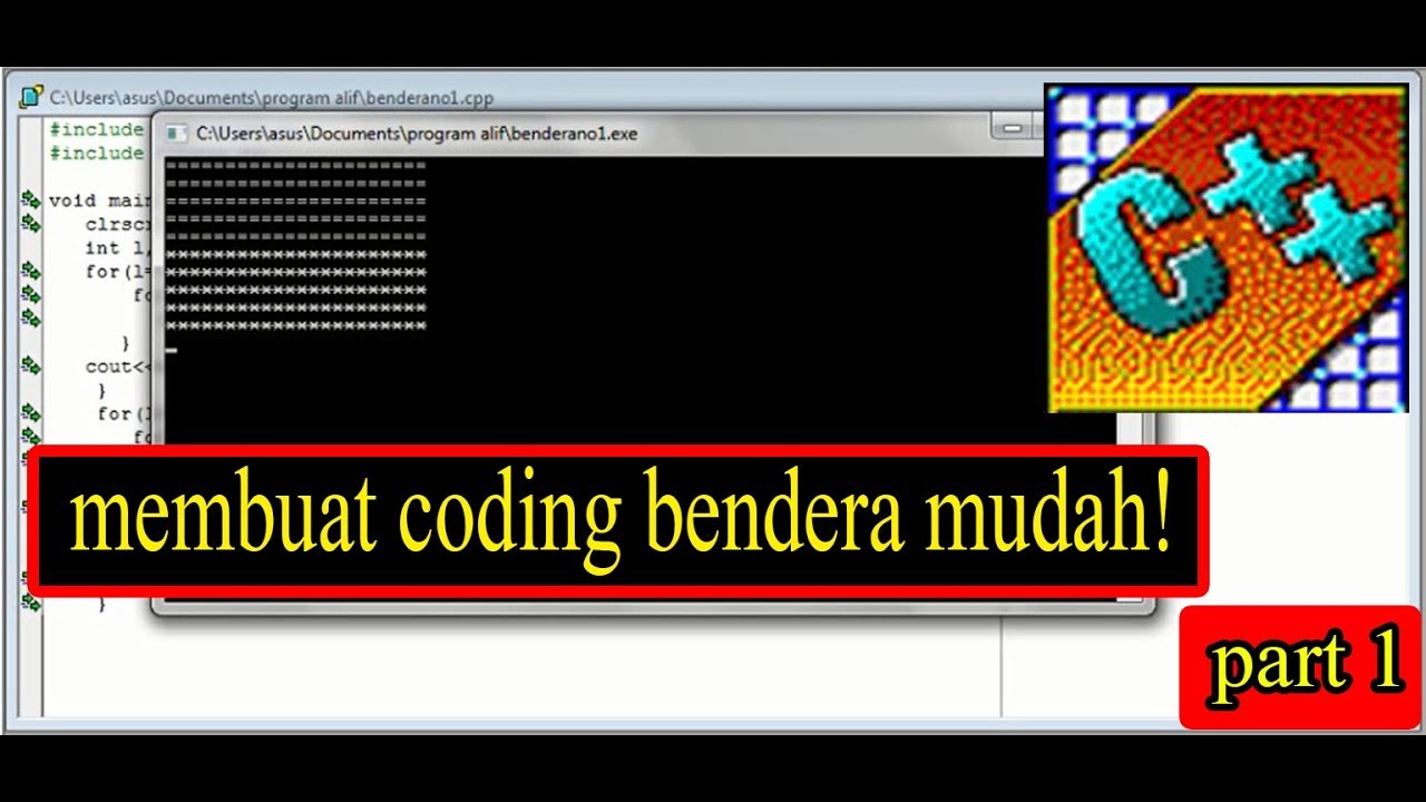 Membuat coding bendera di borland c++ - YouTube