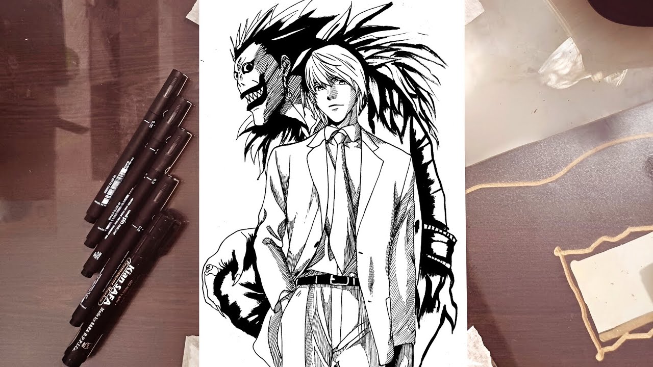 How Draw light Yagami(kira)and Ryuk death note [step by step]#deathnote ...