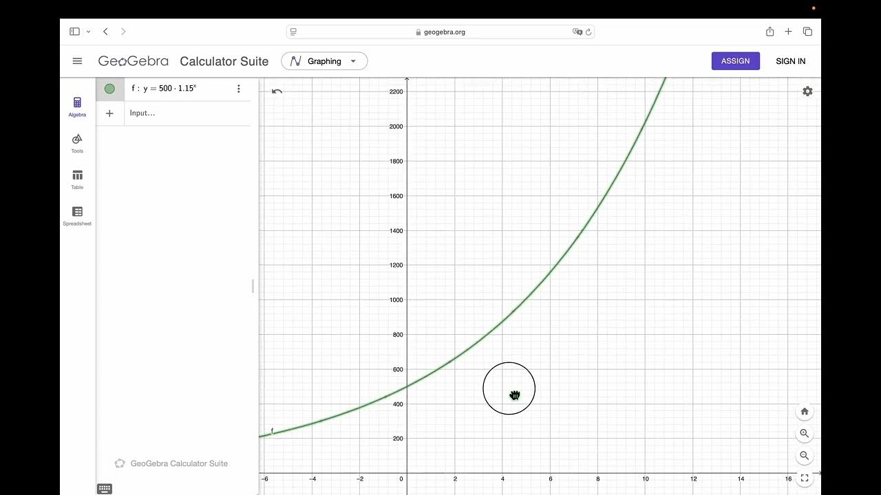 Setting up an exponential graph and points using Geogebra - YouTube