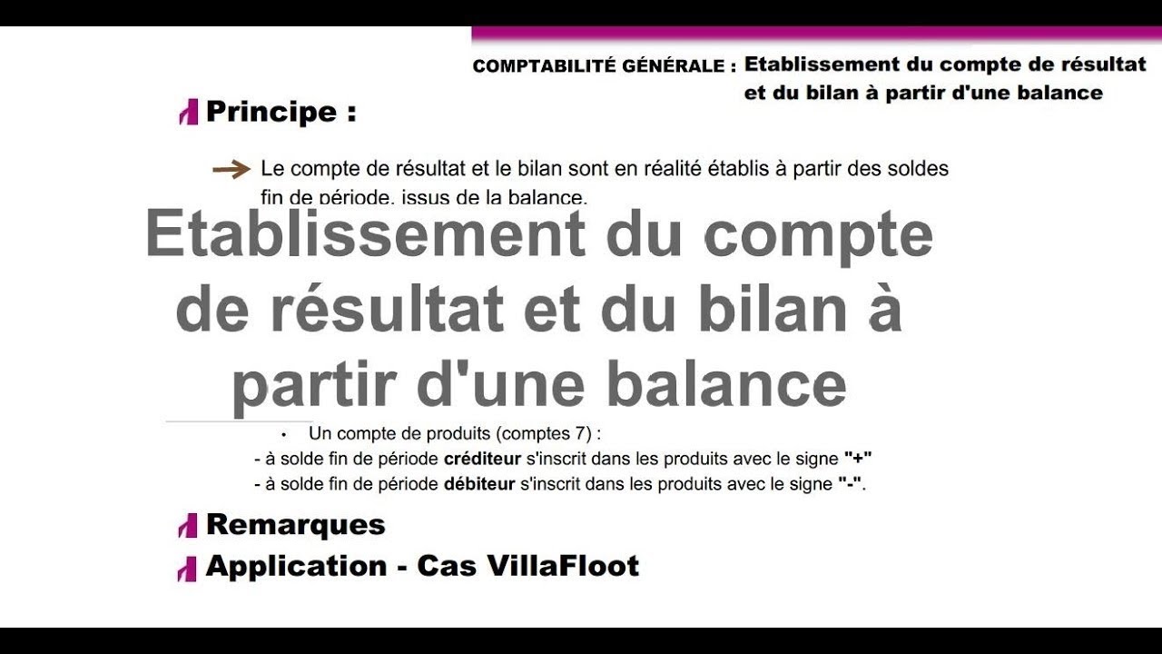 Passage de la balance au CPC et au Bilan - Comptabilité générale - YouTube