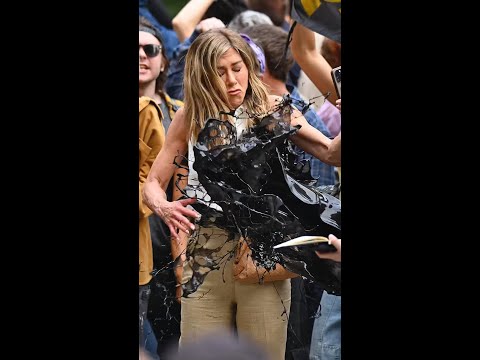 Jennifer Aniston on set