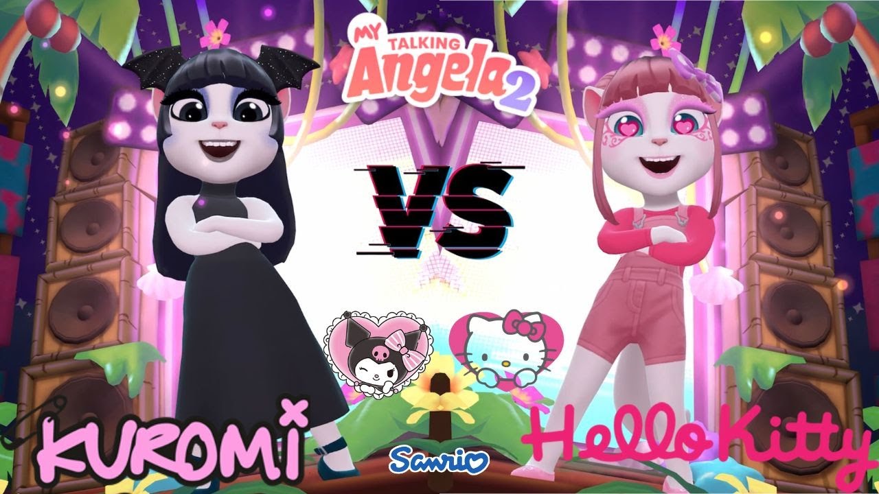 MY TALKING ANGELA 2 II KUROMI 🖤 vs HELLO KITTY 💖 II SANRIO COSPLAY💋🎀😘# ...