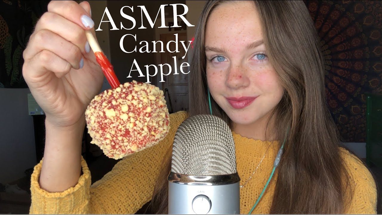 ASMR Eating a Carmel Apple (Mouth Sounds) - YouTube