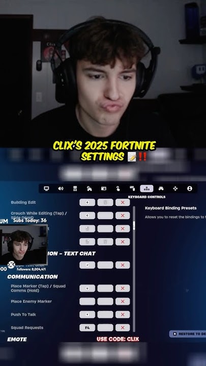Clix is ready and chooses his new 2025 Settings… 🔥| #fortnite #clix #fyp #fypviral - YouTube