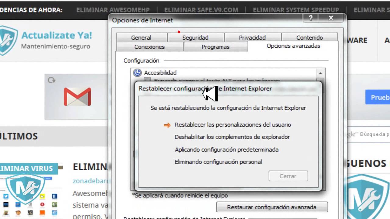 Cómo restablecer Internet Explorer - YouTube