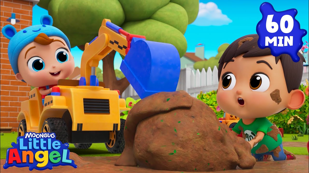 Playing in the Mud with Excavators! 🚧| Little Angel Kids Songs ...