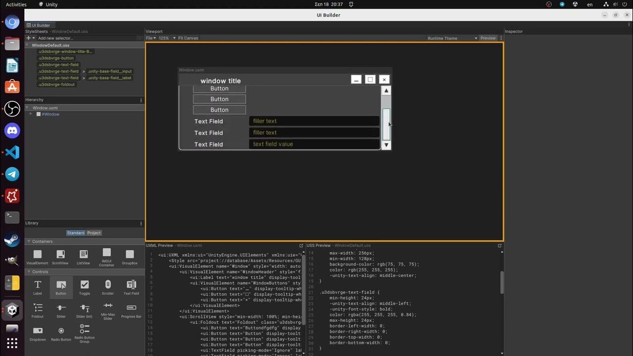 2022.09.18 U3DSBVRGE. GUI. Windows UIToolkit. UIBuilder - YouTube