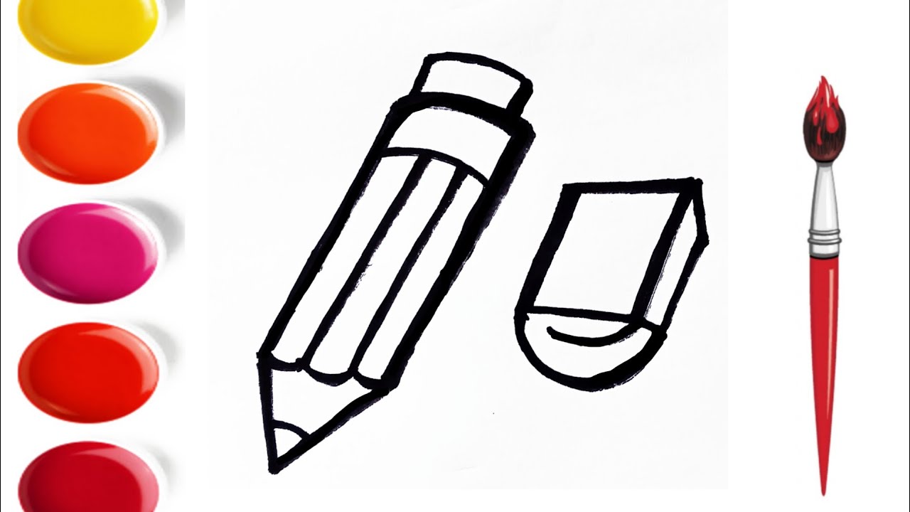 Pencil and Eraser drawing for kids| drawing step by step| easy pencil ...