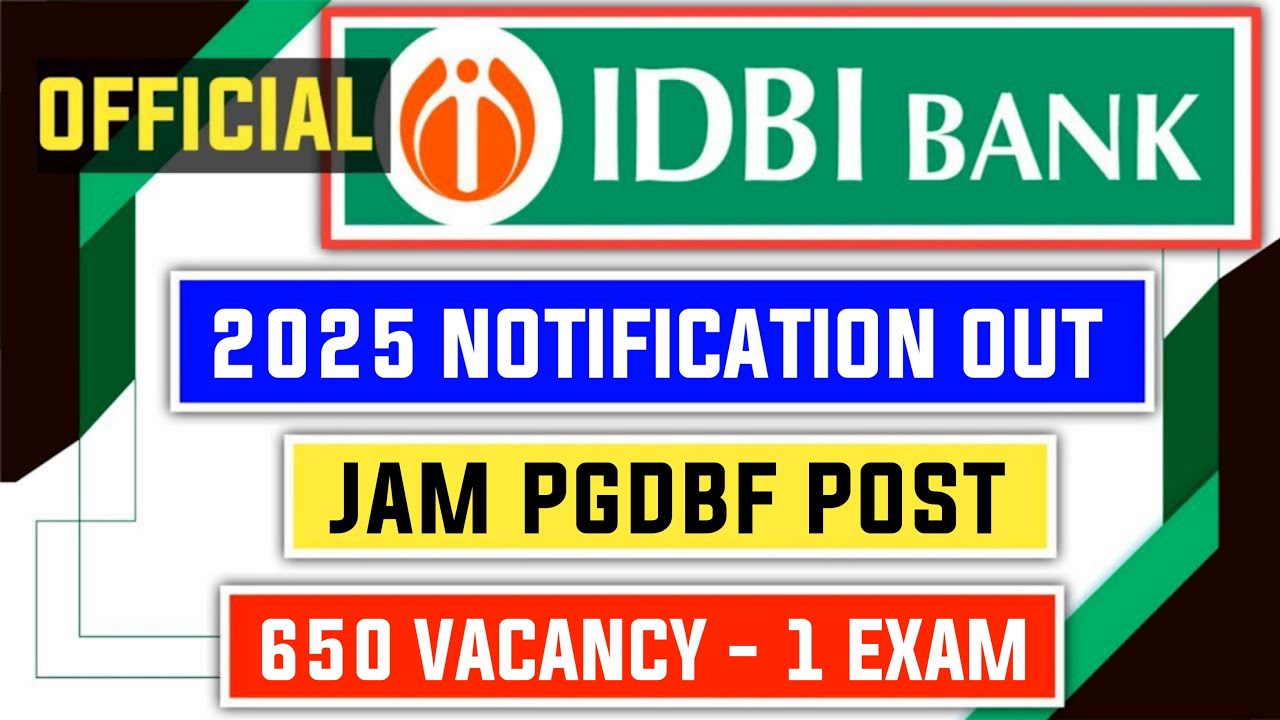 📢 IDBI JAM PGDBF 2025-26 Notification Out! 📈 - YouTube