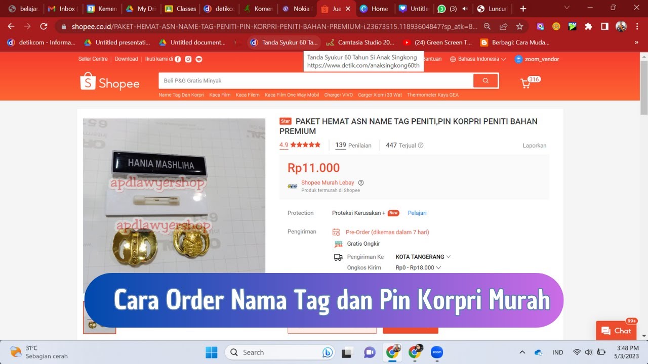 CARA ORDER PAKET PIN KORPRI NAMETAG MURAH - YouTube
