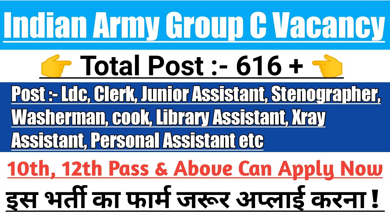 Indian Army Group C Clerk, Laboratory Assistant, Washerman ...