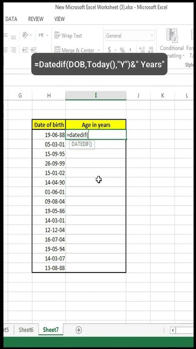 How to calculate age in excel | Excel date function | Datedif Function | Today function - YouTube