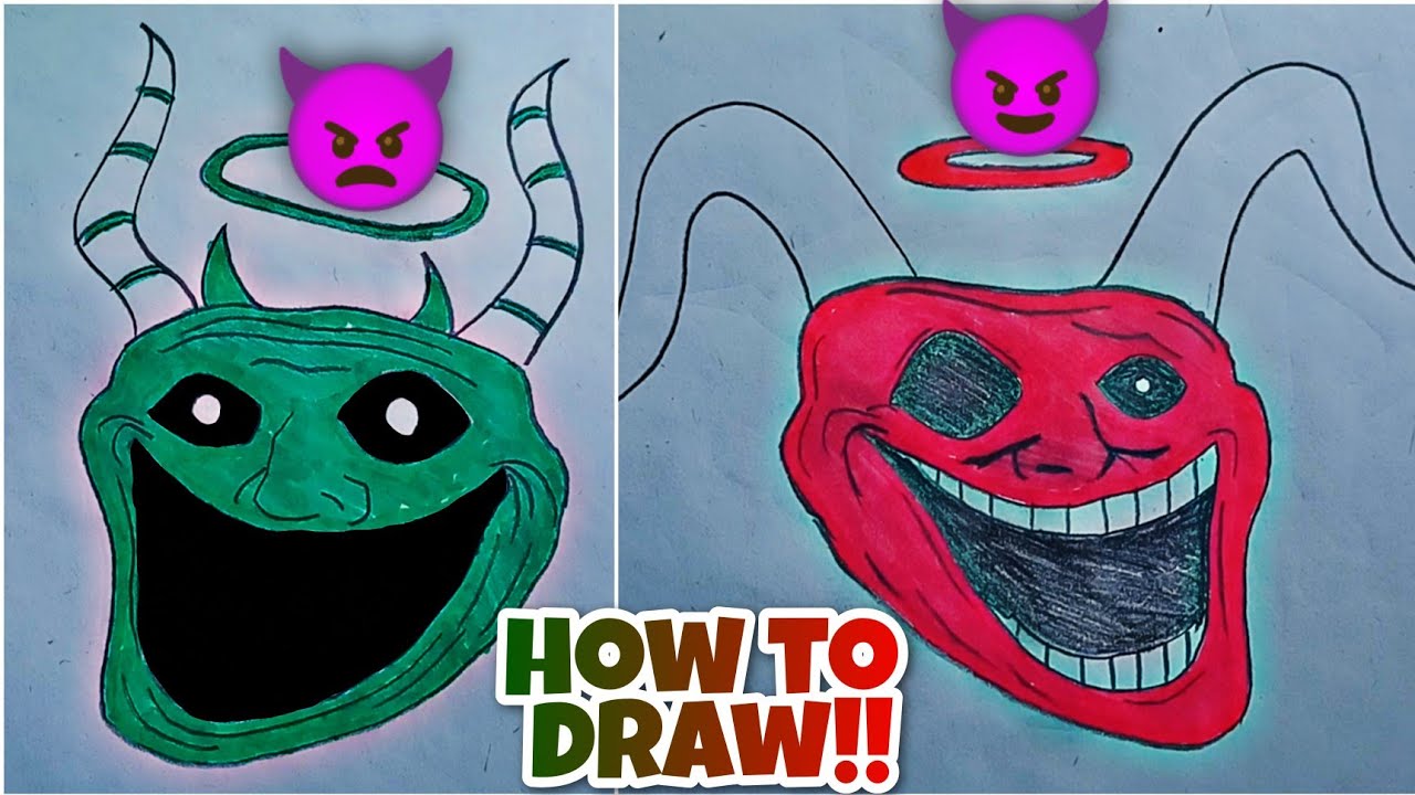 How to draw troll faces || Troll face final boss drawing red& green ...