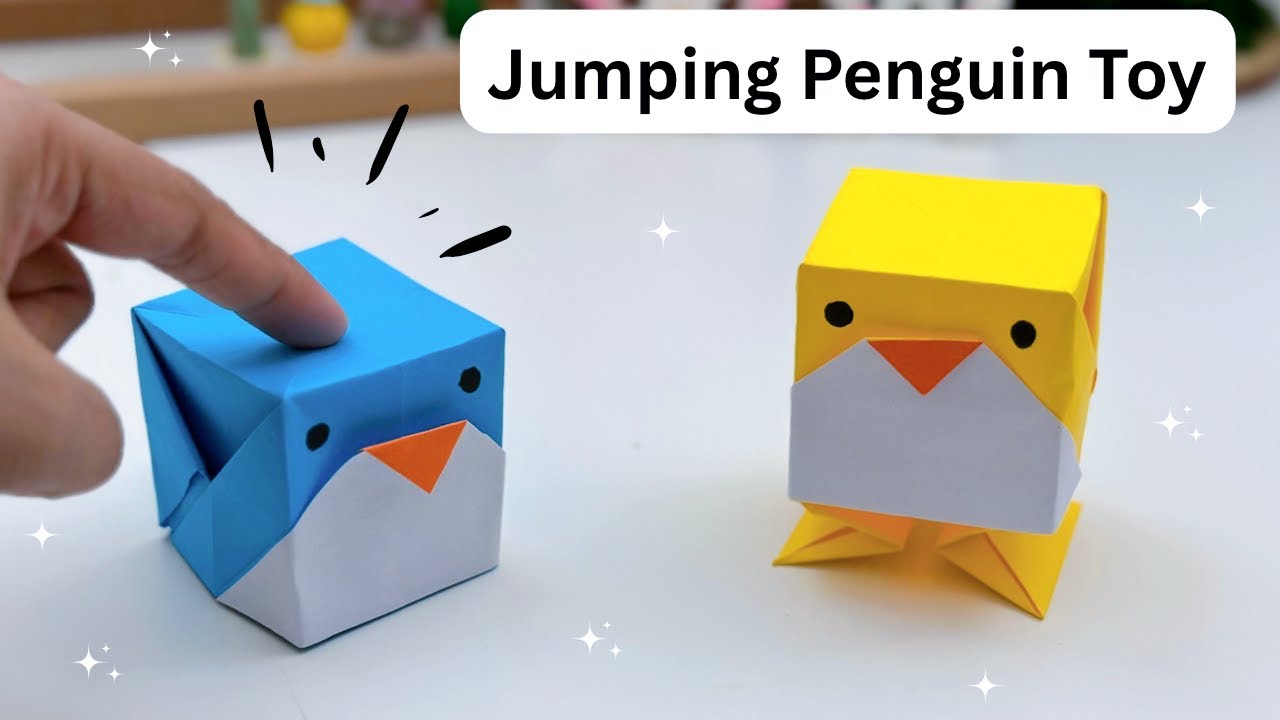 How To Make Origami Jumping Paper Penguin Toy For Kids / paper craft ...