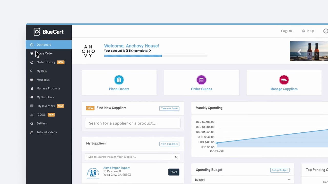 BlueCart for Restaurants Placing your Second Order - YouTube