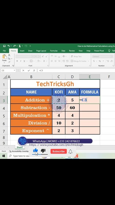 Final How to do Mathematical Calculations using Excel Part 1 ...
