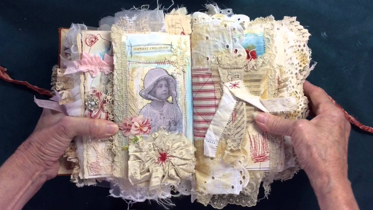 Vintage Lace & Fabric Chunky Journal - YouTube
