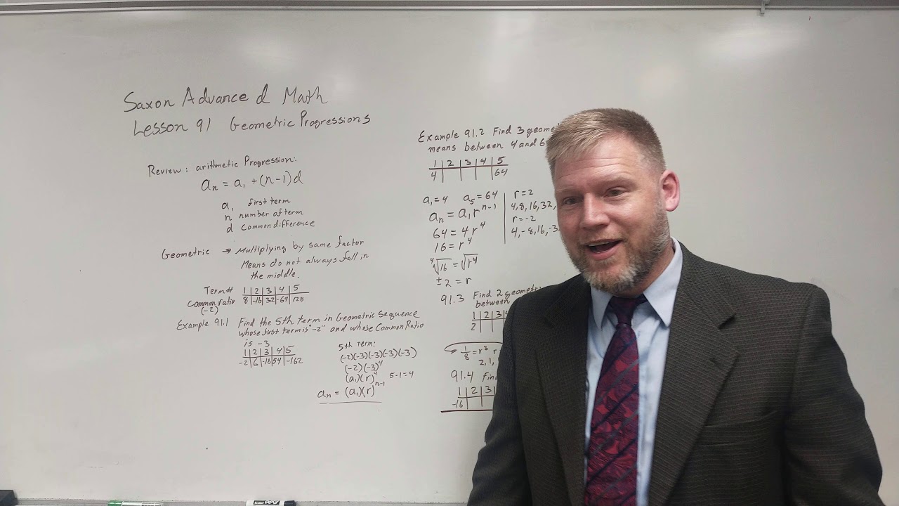 Saxon Advanced Math Lesson 91 Geometric Progressions - YouTube
