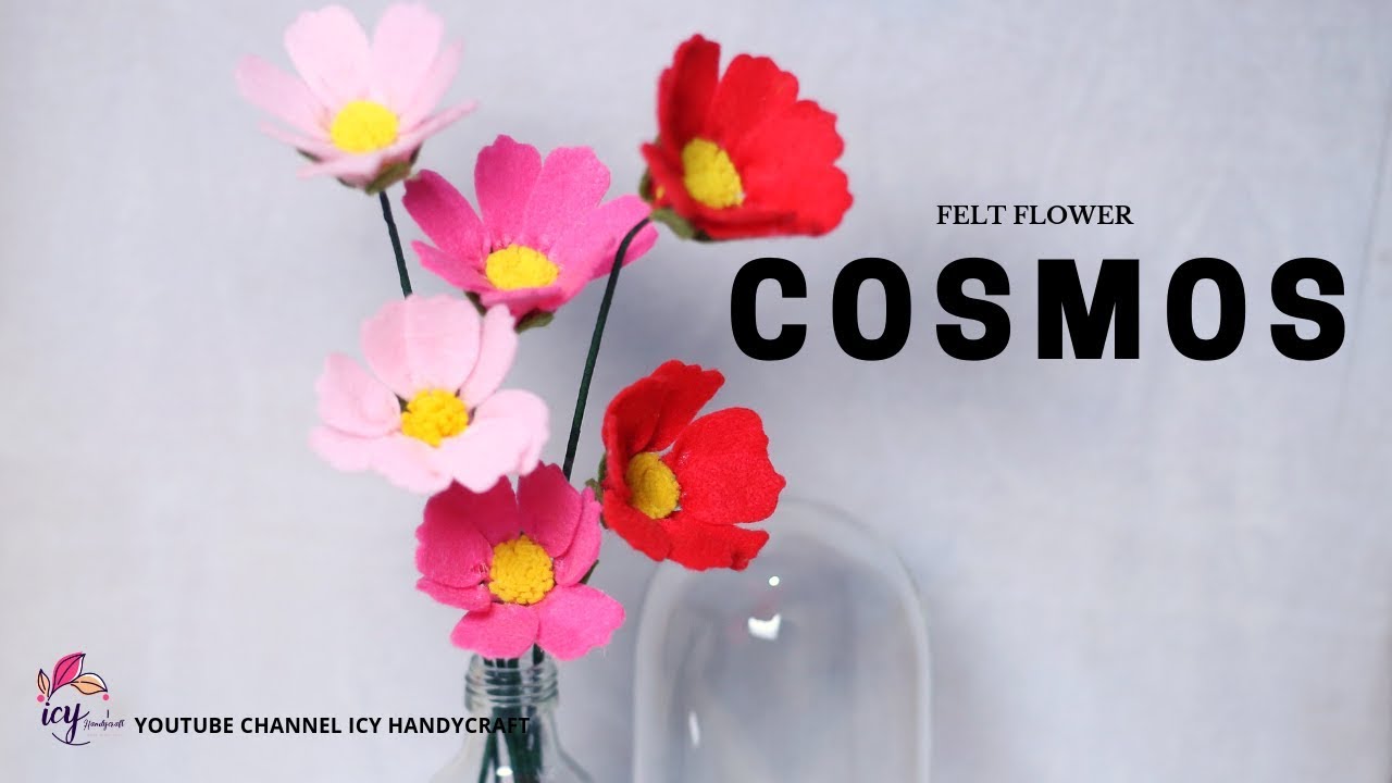 CARA MEMBUAT BUNGA COSMOS DARI KAIN FLANEL | HOW TO MAKE FELT FLOWER ...