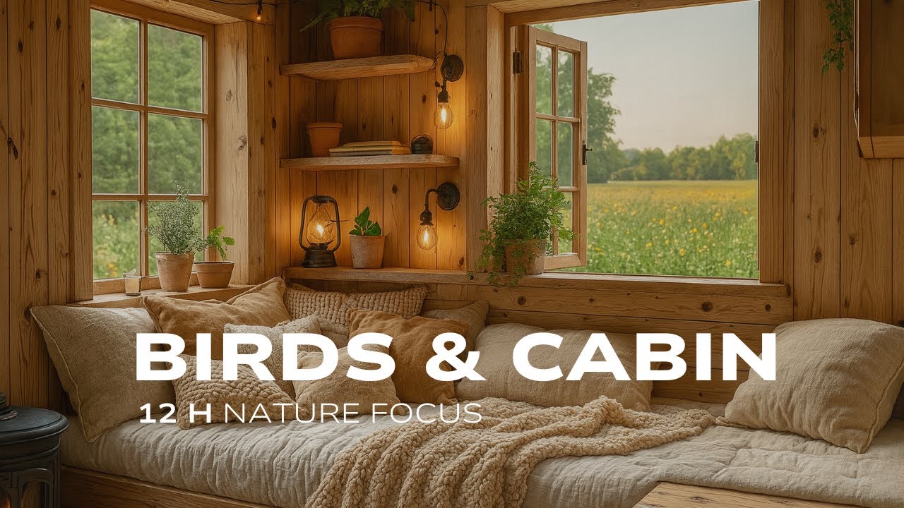 Cozy Wooden Cabin with Birds Singing – 12 Hours Nature Ambience - YouTube