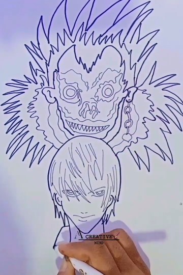 How to Draw ( Light Yagami and Ryuk ) ☠️ Death Note - Simple Outline # ...