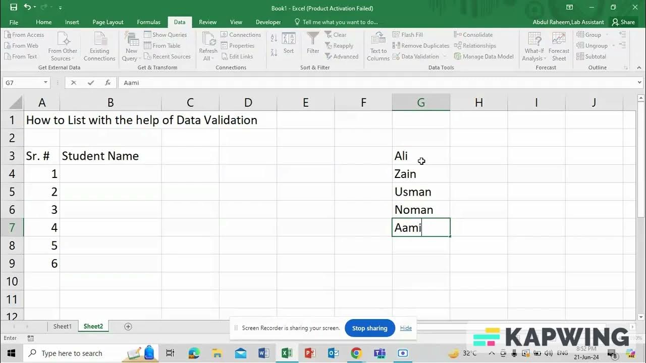 Create List with Help of Data Validation - YouTube