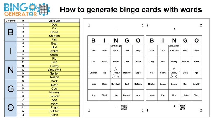 Bingo Card Template Excel
